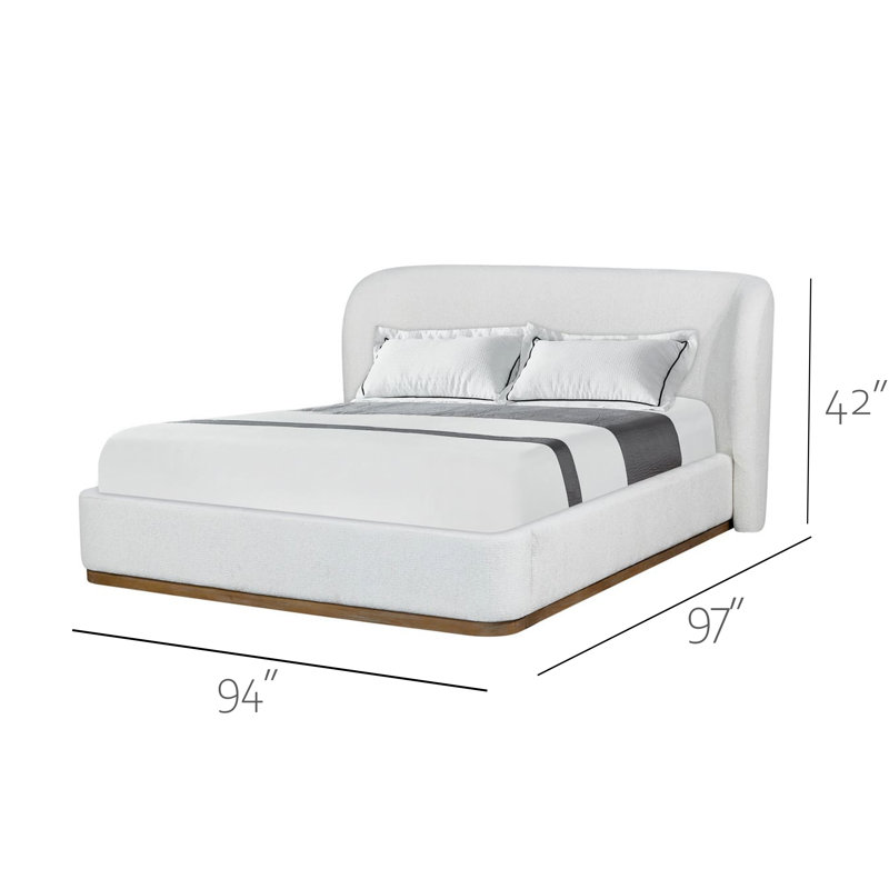 Create Comfort Modern Premium Upholstered Platform Tribeca Bed Frame – Wingback Headboard ...